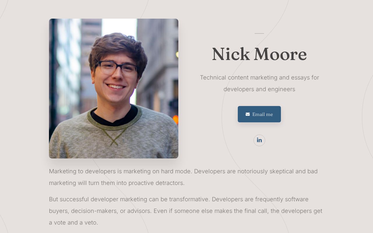 Nick Moore - Technical content for developers